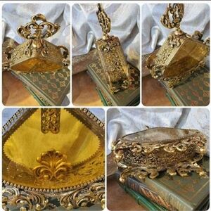 Guildcrest | Accents | Vintage Guildcrest 24kt Goldplated Ormolu Amber ...